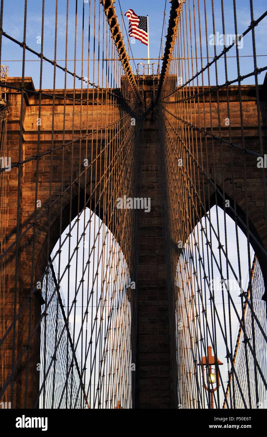 United States. New York. Brooklyn bridge. Designed by John Augustus ...