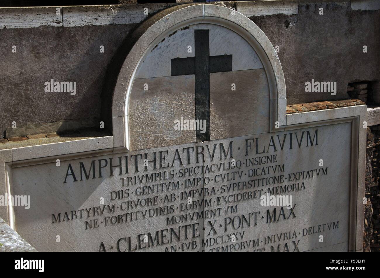 Italy, Rome. Flavian Amphitheatre or Coliseum. Built in 70-80 CE. Wall ...