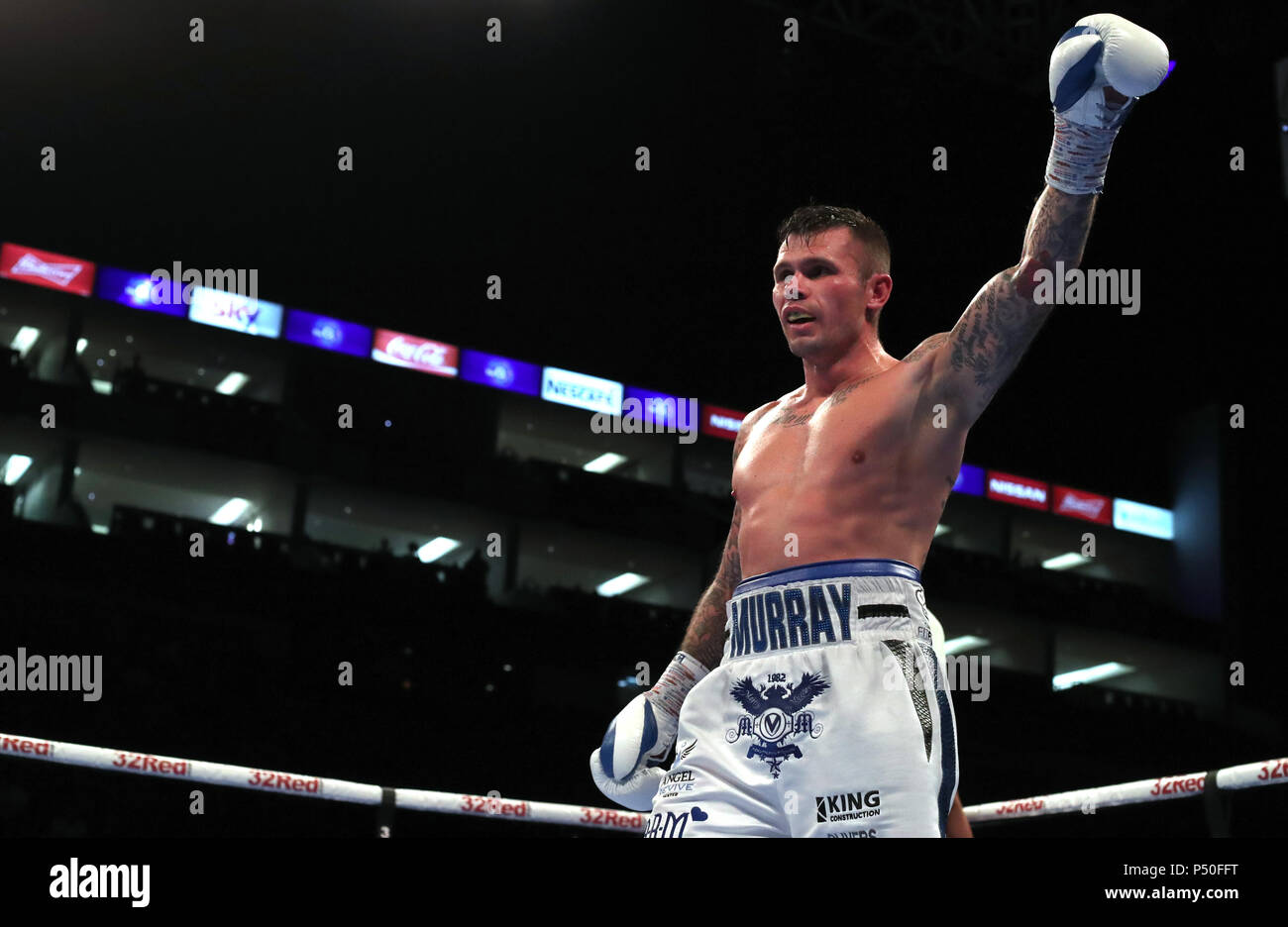 Martin Murray celebrates victory by points in the The WBC Silver ...