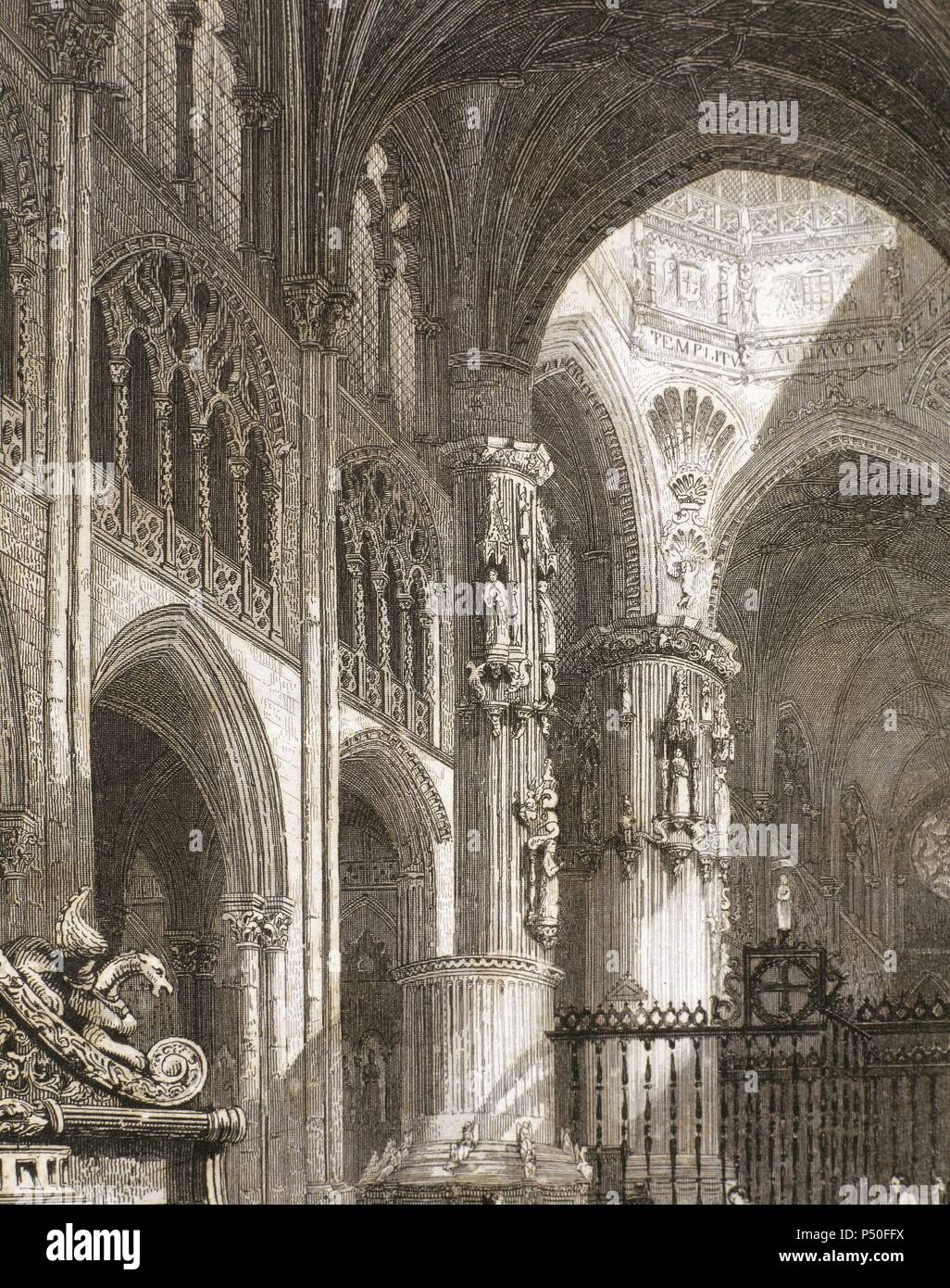 Gothic Cathedral Interior Drawing