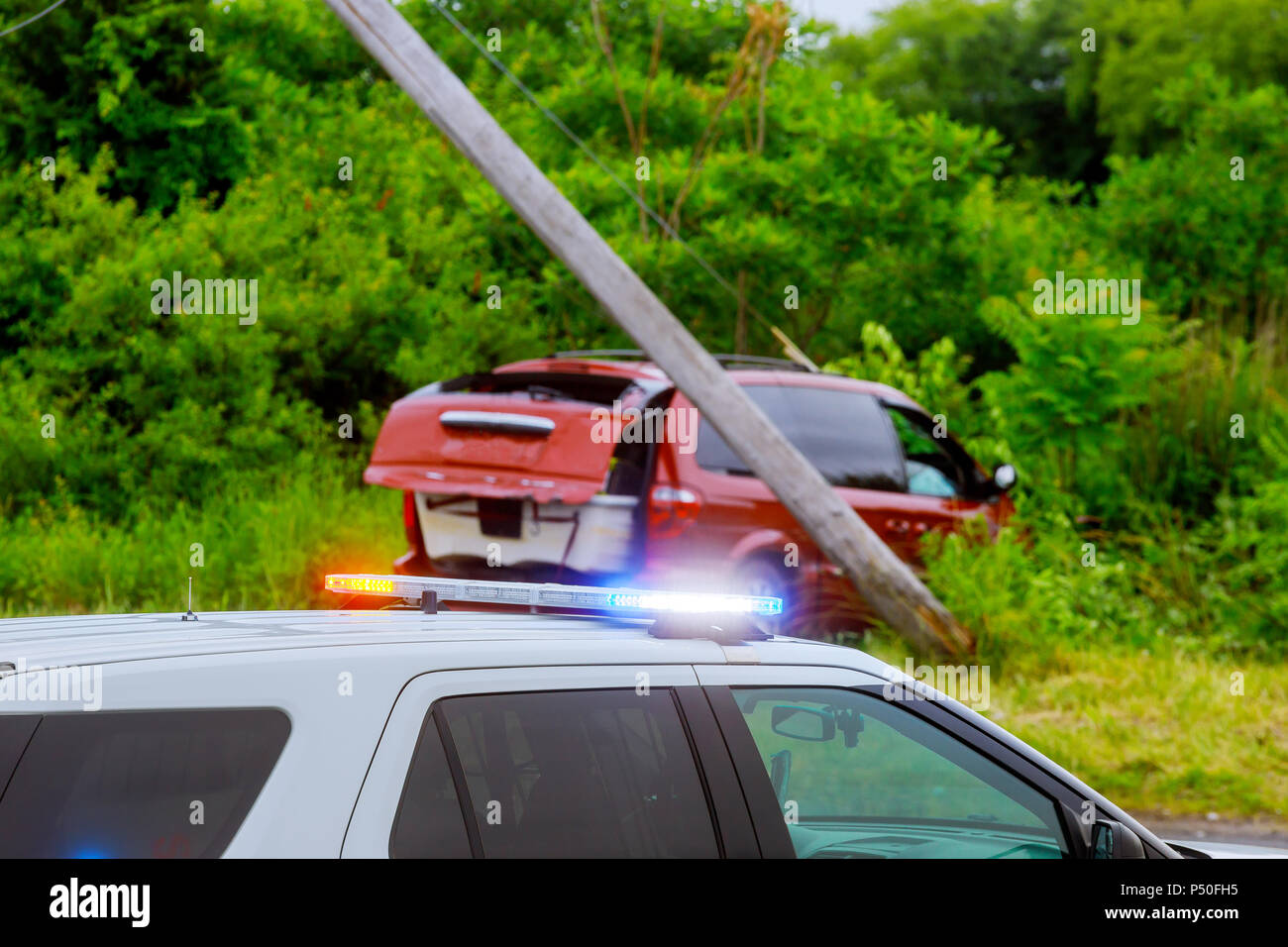 Police car crash scene hi-res stock photography and images - Alamy