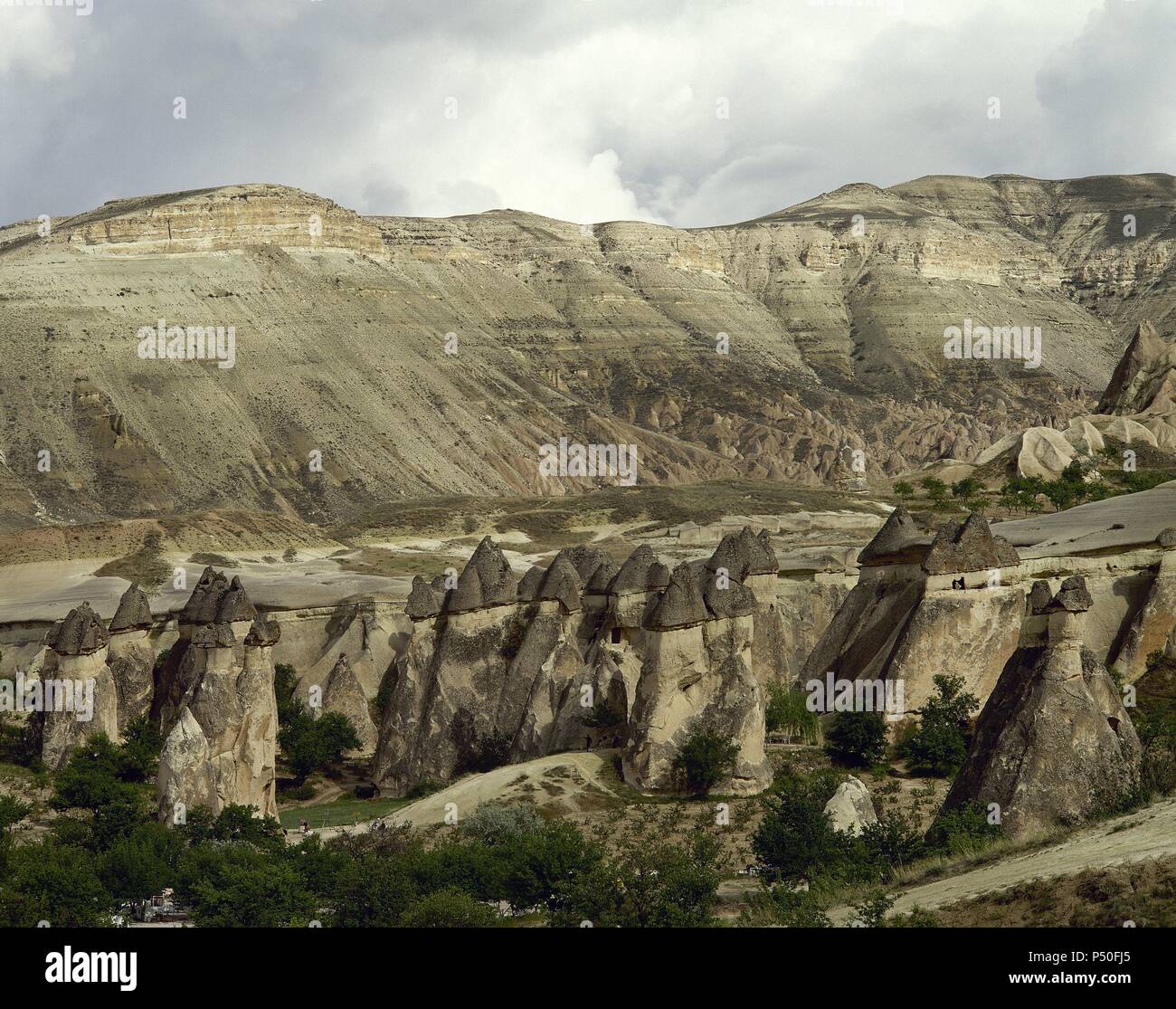 Turkey. Overview of Pasabag Valley (Monks Valley) with rock formations ...