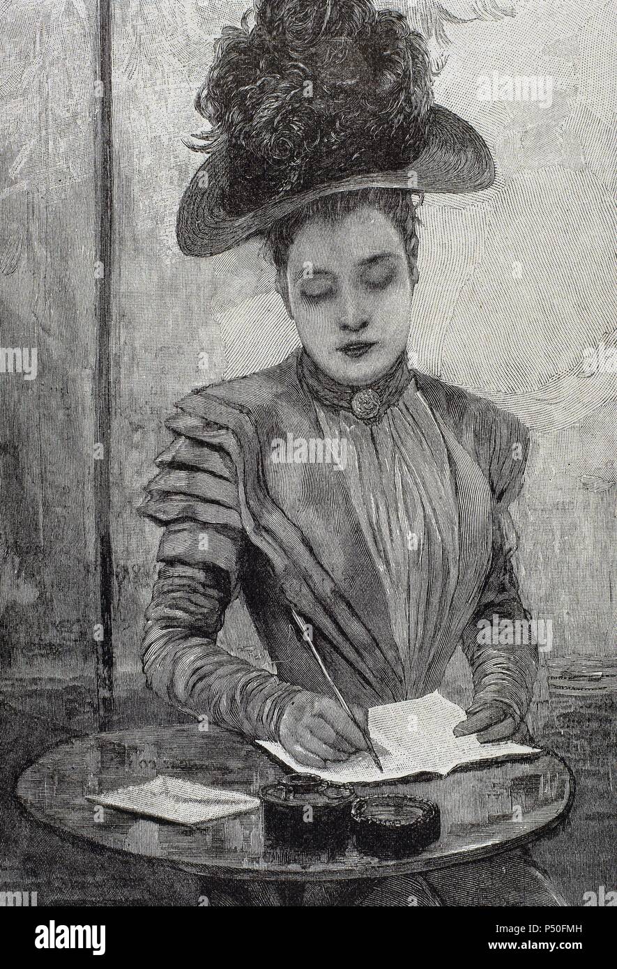 Woman writing feather hi-res stock photography and images - Alamy