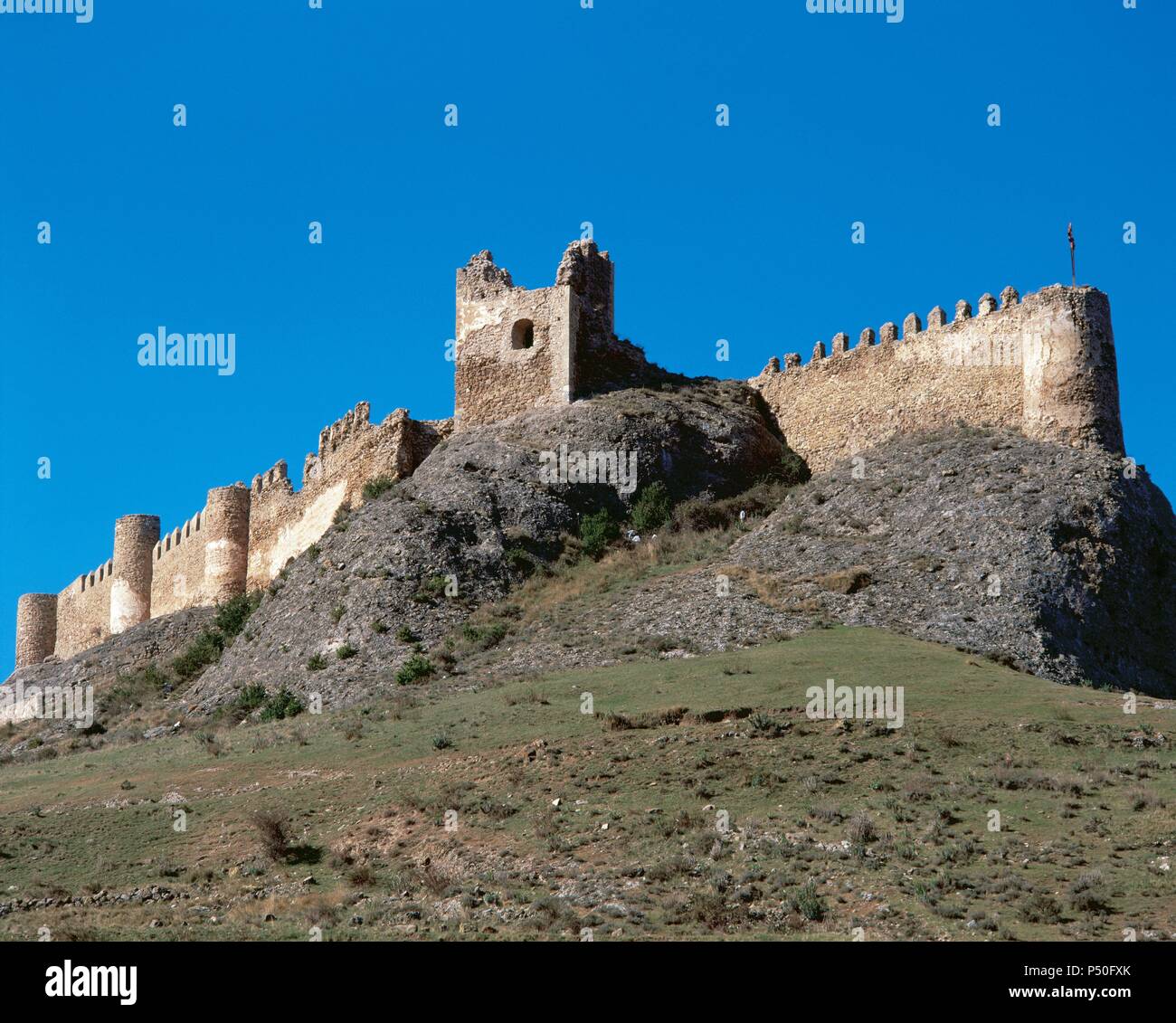 Spain. La Rioja. Clavijo. Castle built by the Moors. 9th century. Walls ...