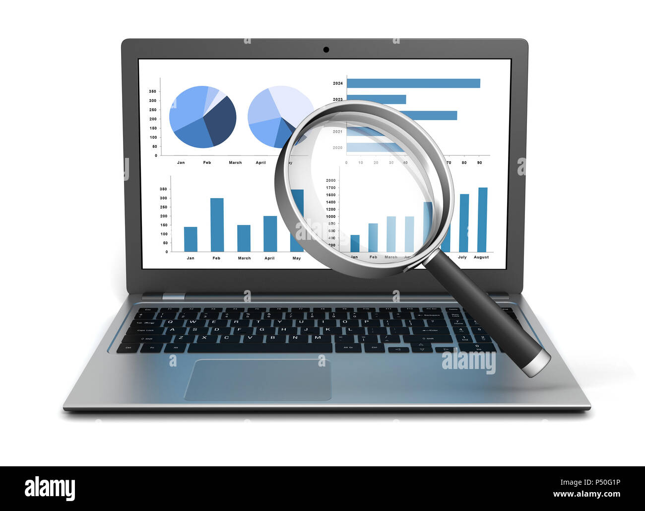 laptop and business finance graph chart 3d illustration Stock Photo - Alamy
