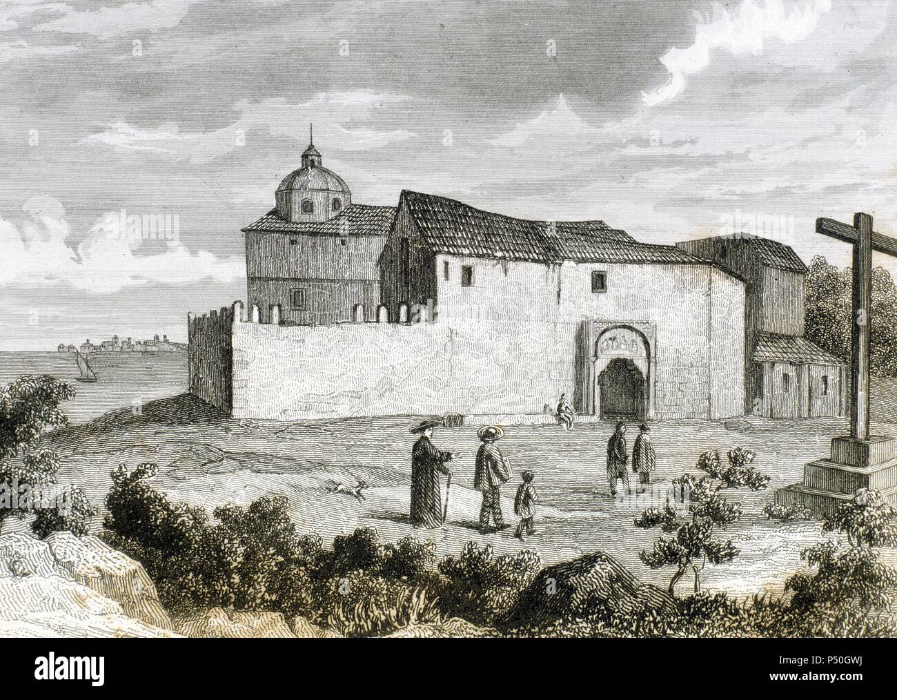 Spain. Andalusia. La Rabida Monastery. Franciscan monastery. Engraving ...