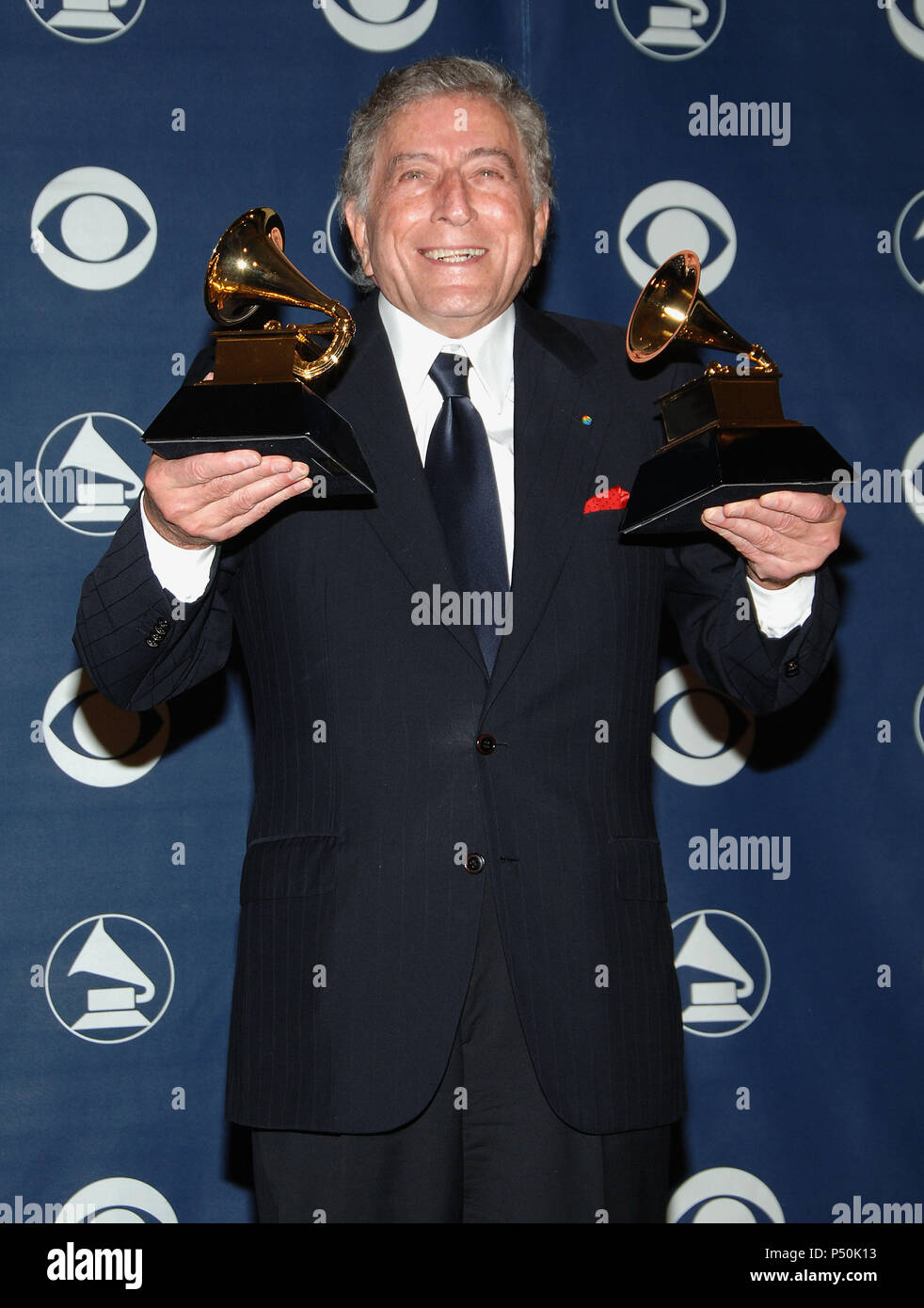 Tony Bennett backstage at the 49th Annual Grammy's at the Staples ...
