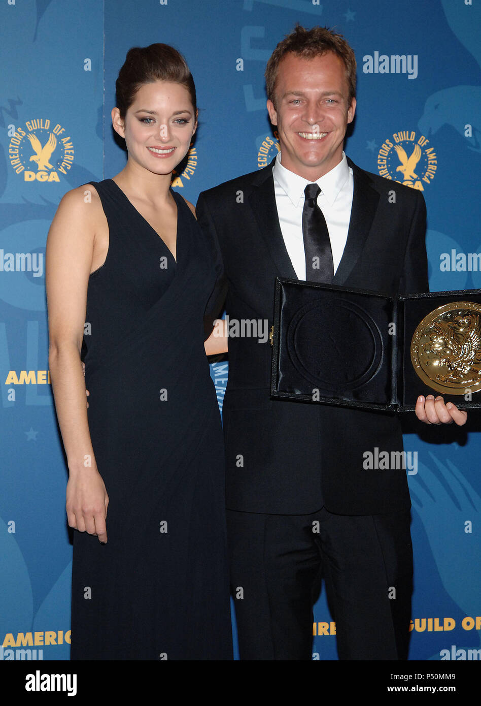 Marion Cotillard and director Asger Leth backstage of the DGA ...