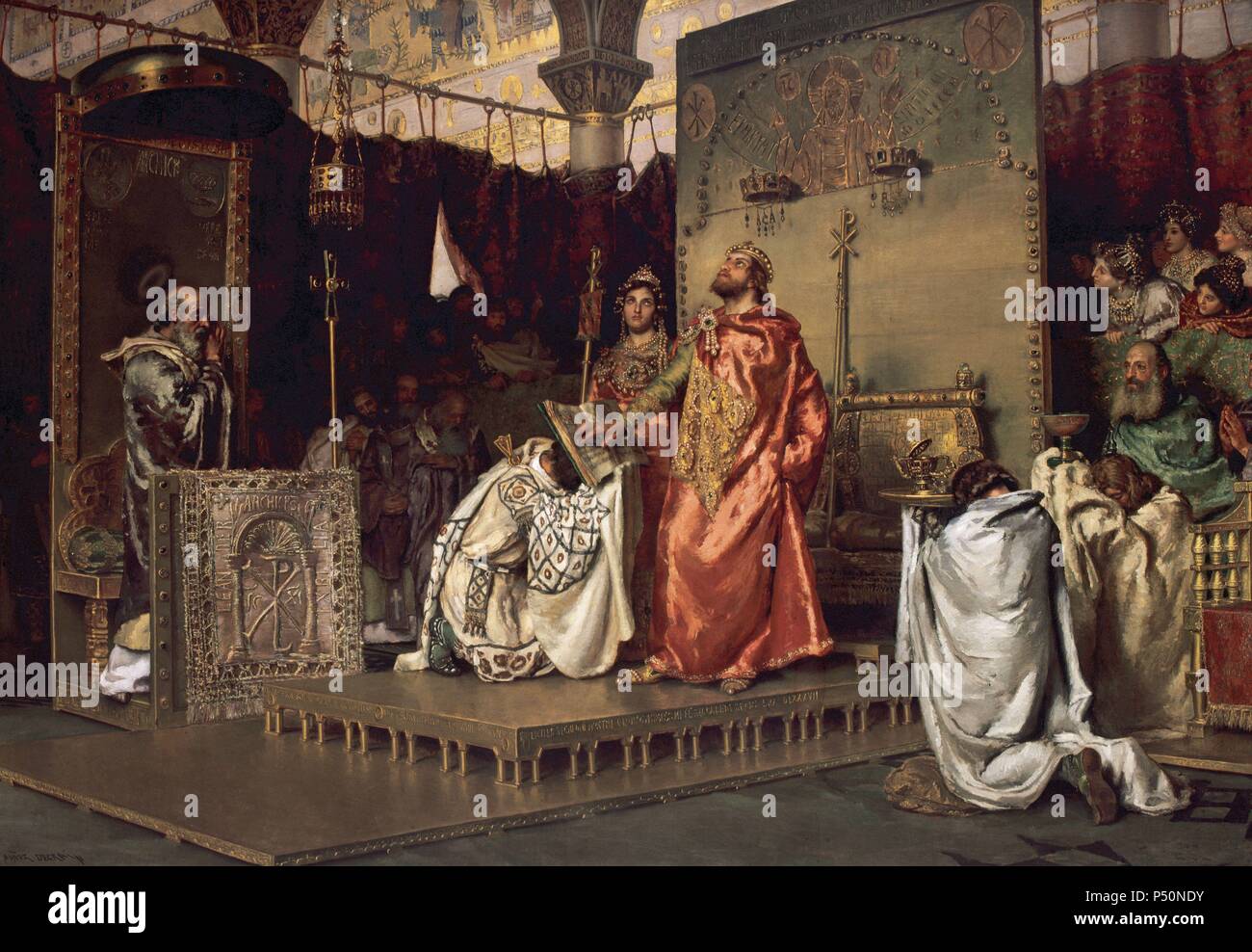 RECCARED I (586-601). Visigothic king. "The Reccared conversion". Oil ...