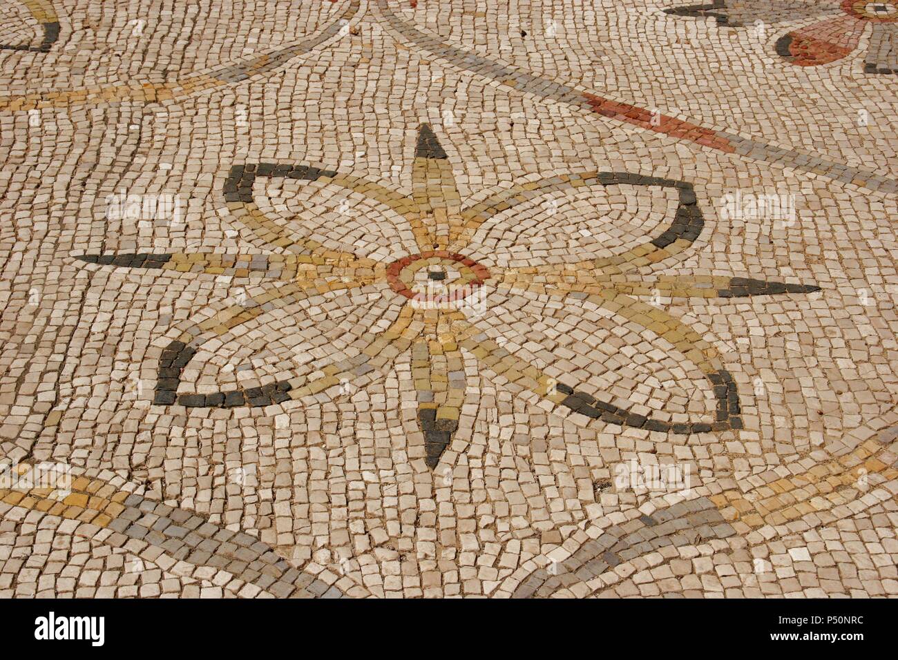 Roman mosaic. Floral decoration. Detail. Ostia Antica. Italy Stock ...