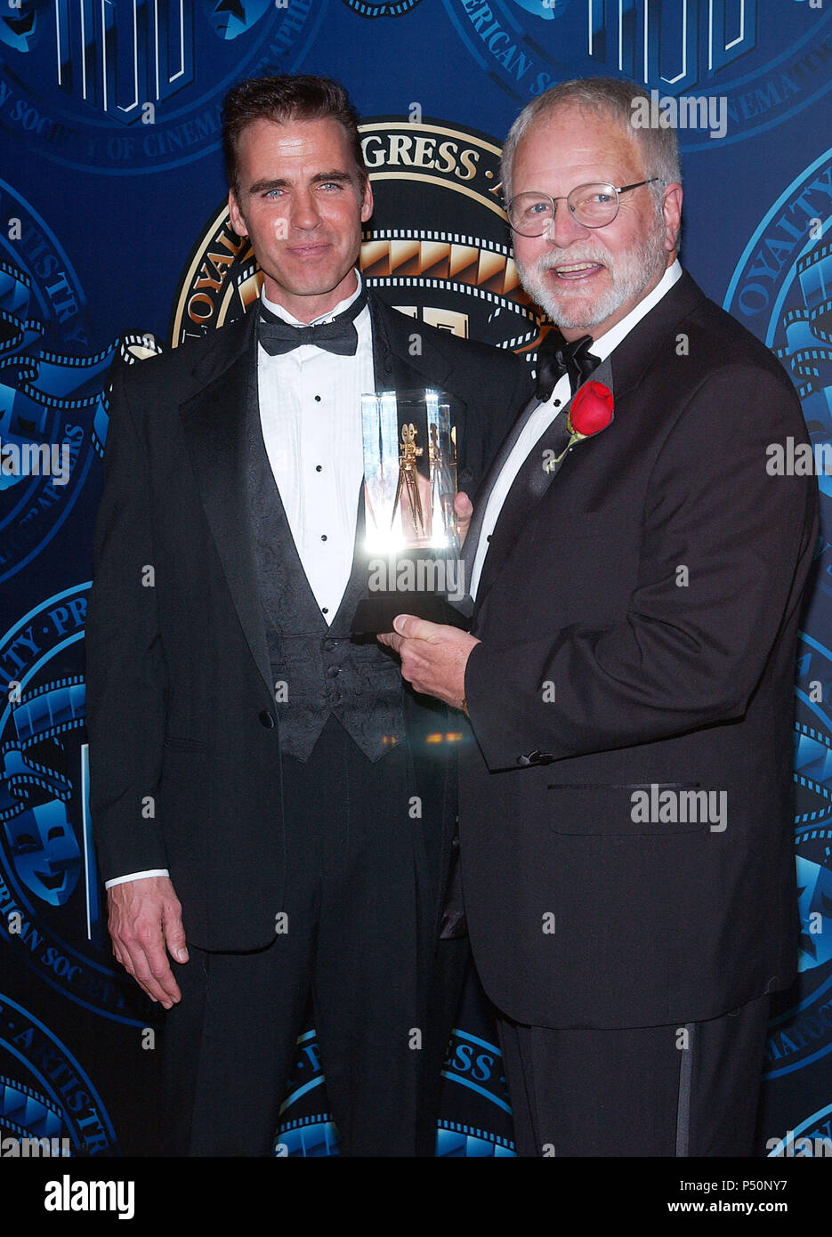 Jeff Fahey backstage presenting an Awards to Thomas Del Ruth at the ...