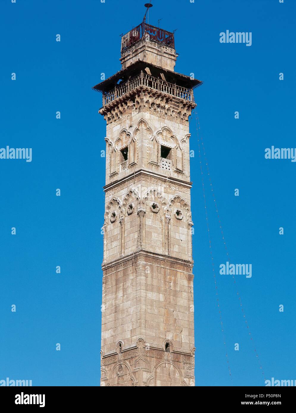 Great Mosque of Aleppo or Umayyad Mosque. Seleucid minaret raised as an ...