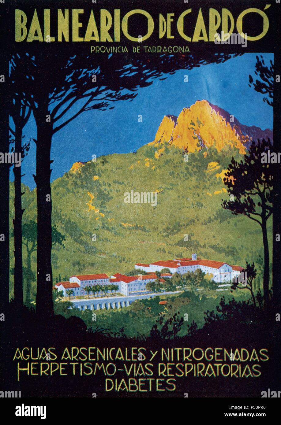Balneario of Cardo. propagandistic poster. 20th century. Catalonia ...
