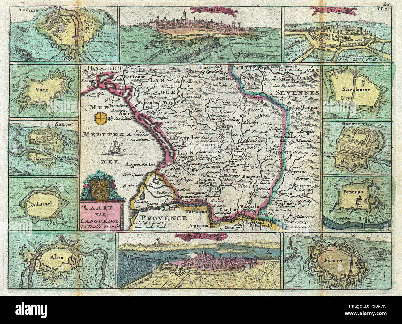 1747 La Feuille Map of Languedoc, France - Geographicus - Languedoc ...