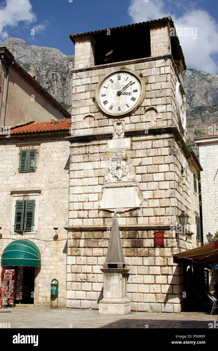 Clock Tower. Year 1602. Kotor. Republic of Montenegro Stock Photo - Alamy