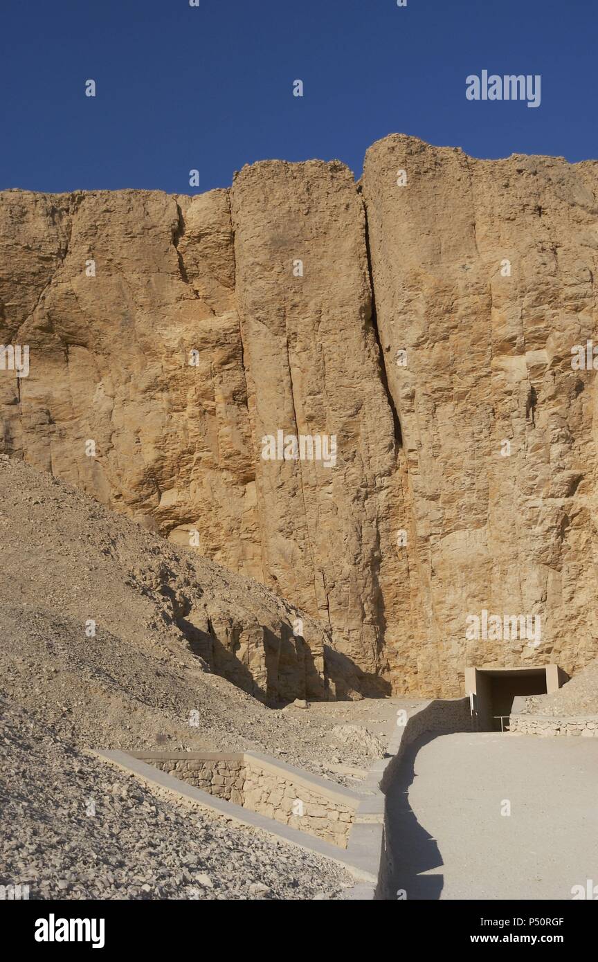 Valley of the Kings. On the walls are carved rock tombs of New Kingdom ...