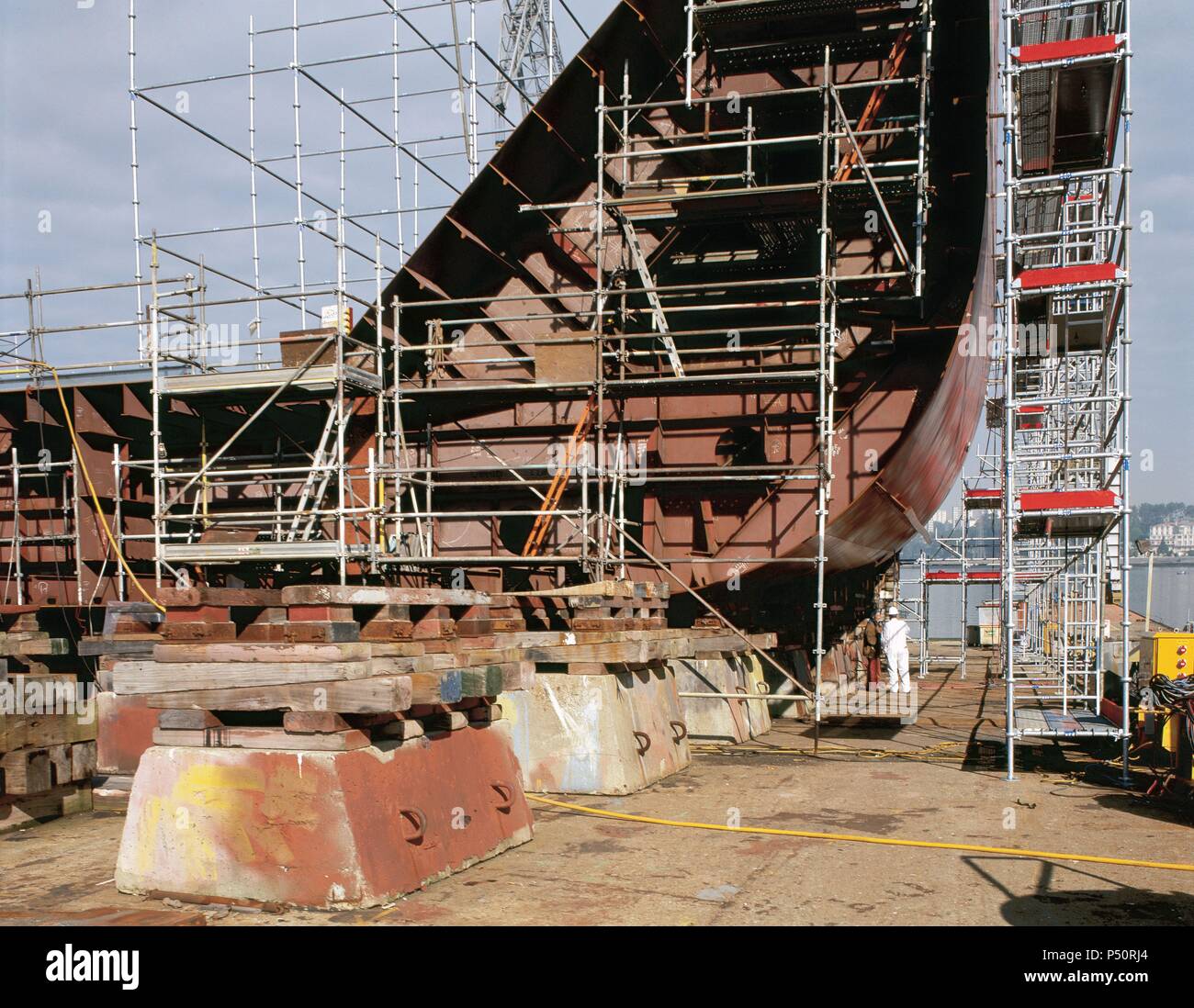 Spain. Galicia. Fene. Izar-Fene Shipyards. Construction of a boat ...