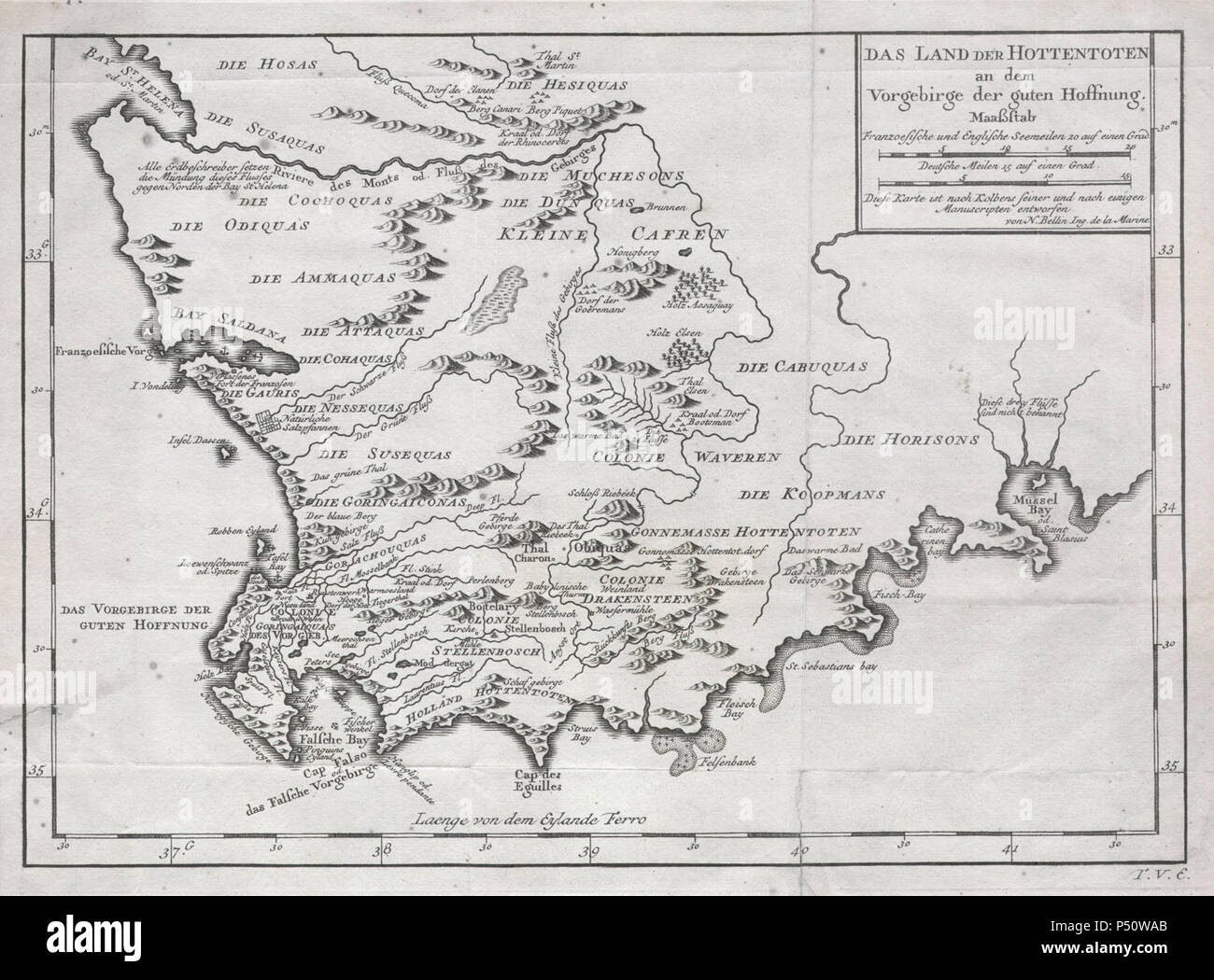 Bellin map of south africa and the cape of hi-res stock photography and ...