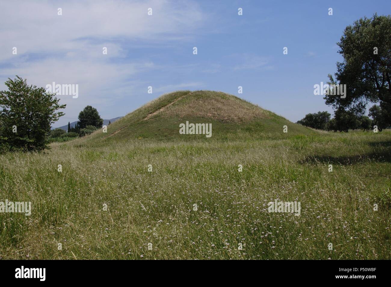 Greece. Tumulus of Marathon, tomb of the 192 athenians who died in the ...