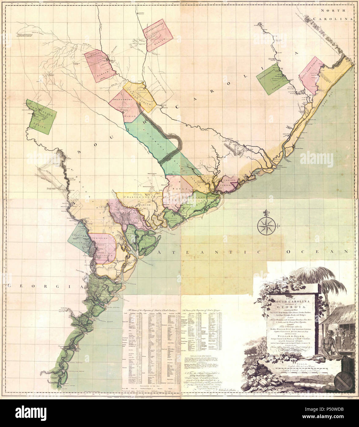 1757 map of South Carolina Stock Photo - Alamy