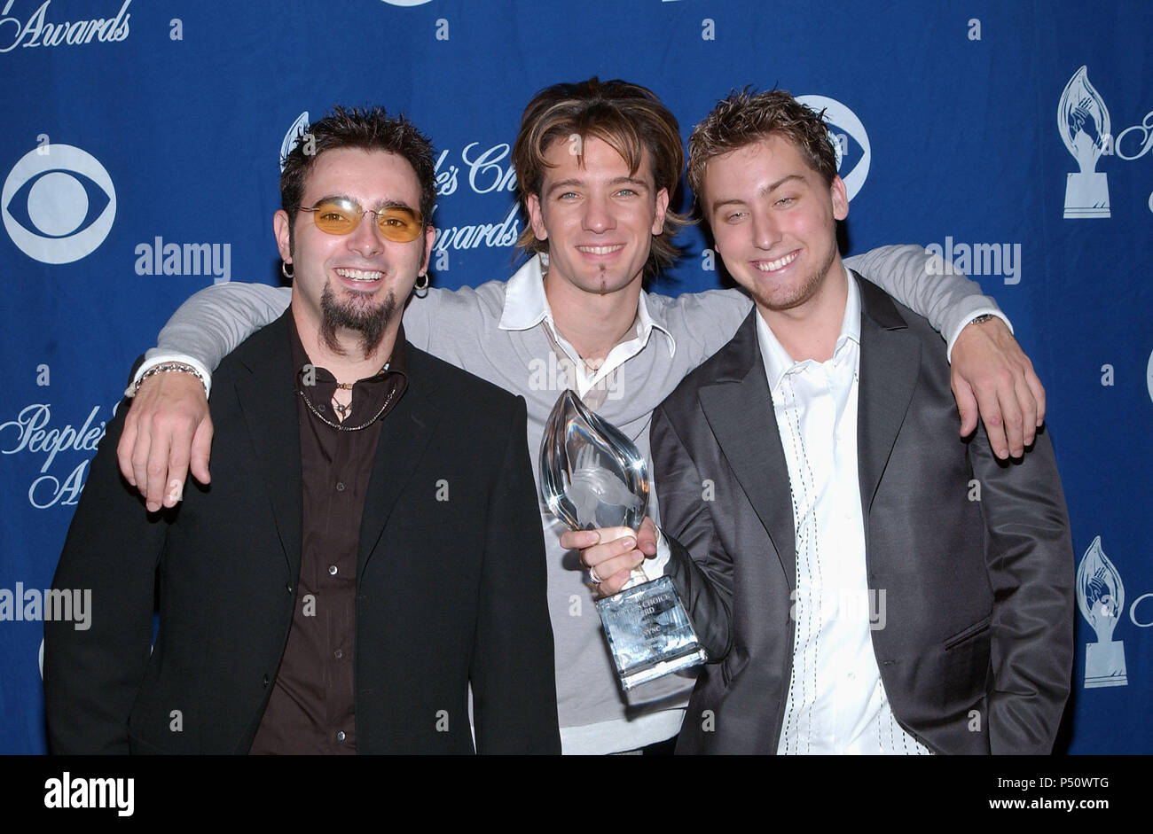 Chris Kirkpatrick, JC Chasez and Lance Bass of 'NSync in the pressroom ...