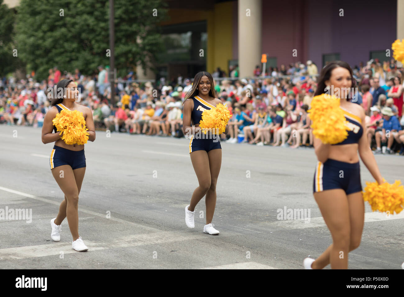 Indianapolis, Indiana, USA - May 26, 2018, The Pacers Cheerleaders walk ...