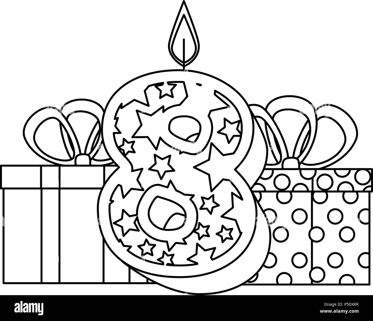 cute number eight with gifts vector illustration design Stock Vector ...