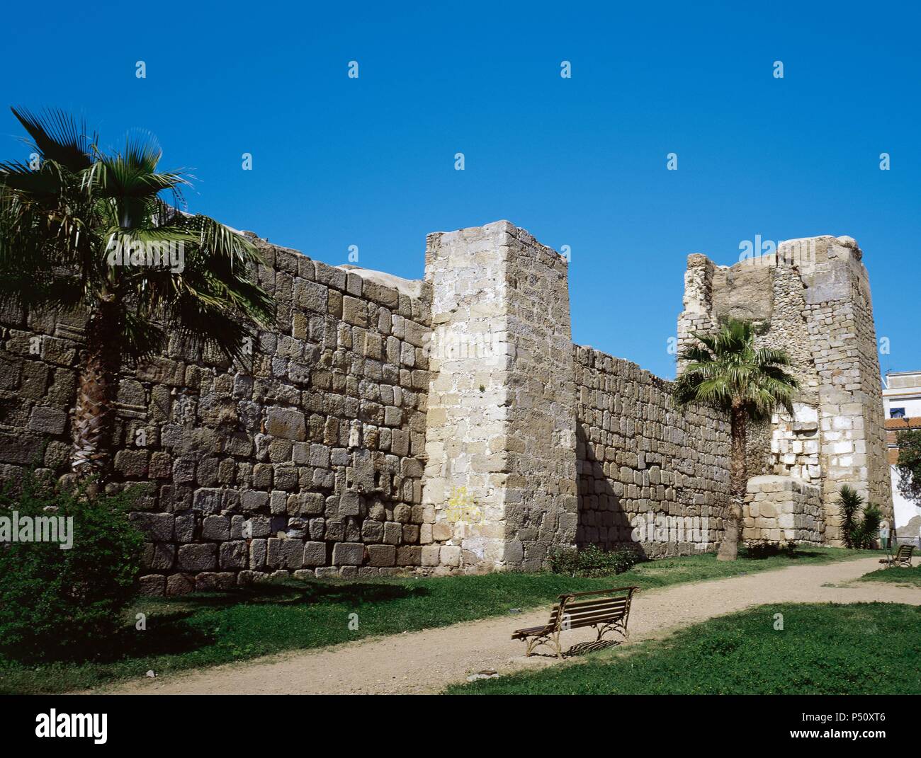 Spain. Extremadura. Alcazaba of Merida. Moorish fortification built by ...