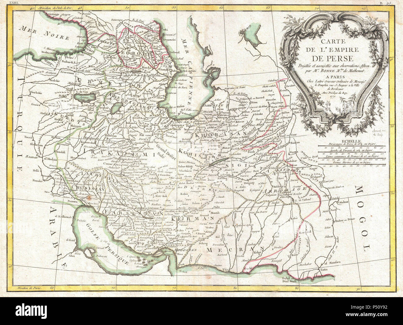 1771 Bonne Map of Persia ( Iran, Iraq, Afghanistan ) - Geographicus ...