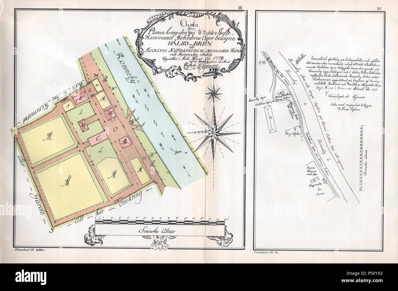 1772 års karta öfver Bålebro Stock Photo - Alamy