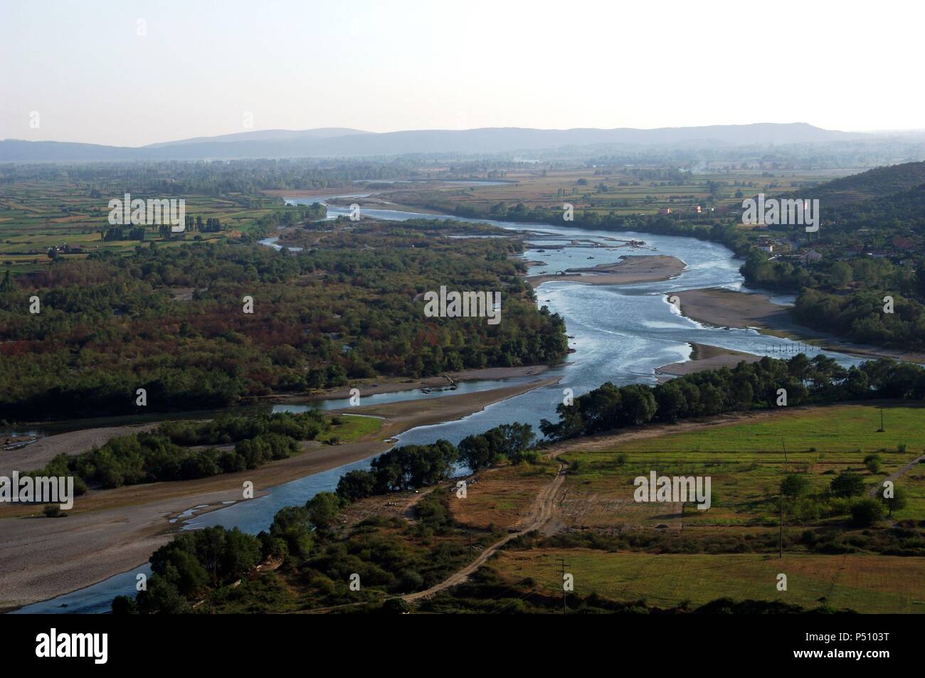 REPUBLIC OF ALBANIA. Shkodra. Drinit and Kir river flowing into the ...