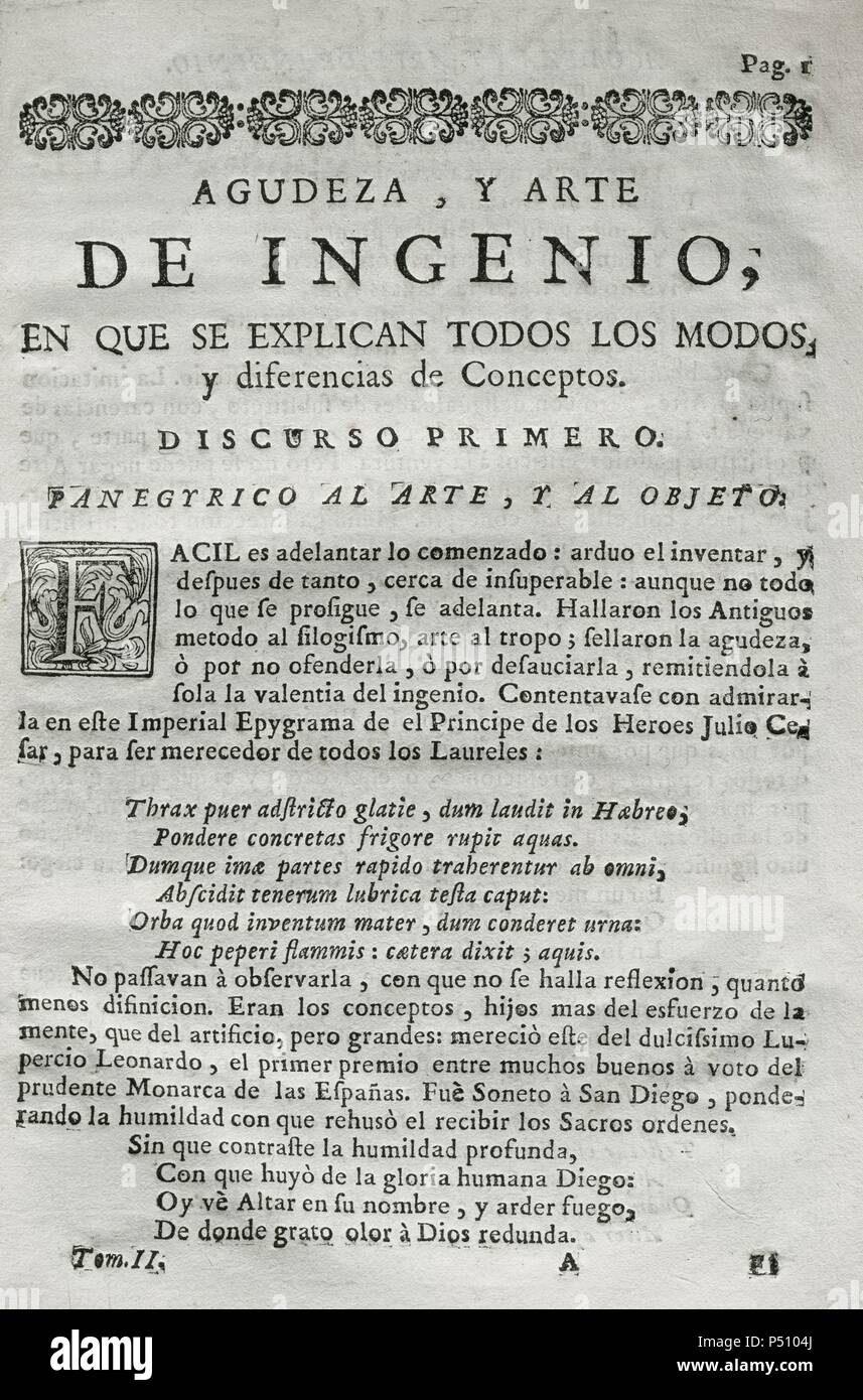 Baltasar gracian y morales hi-res stock photography and images - Alamy