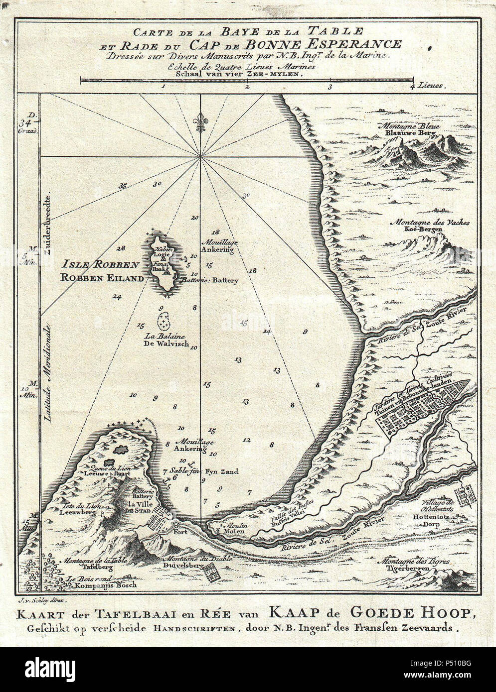 Bellin map of south africa and the cape of hi-res stock photography and ...
