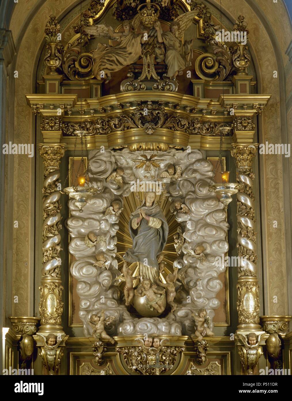 ARTE BARROCO. ESPAÑA. Retablo barroco dedicado a LA VIRGEN INMACULADA ...