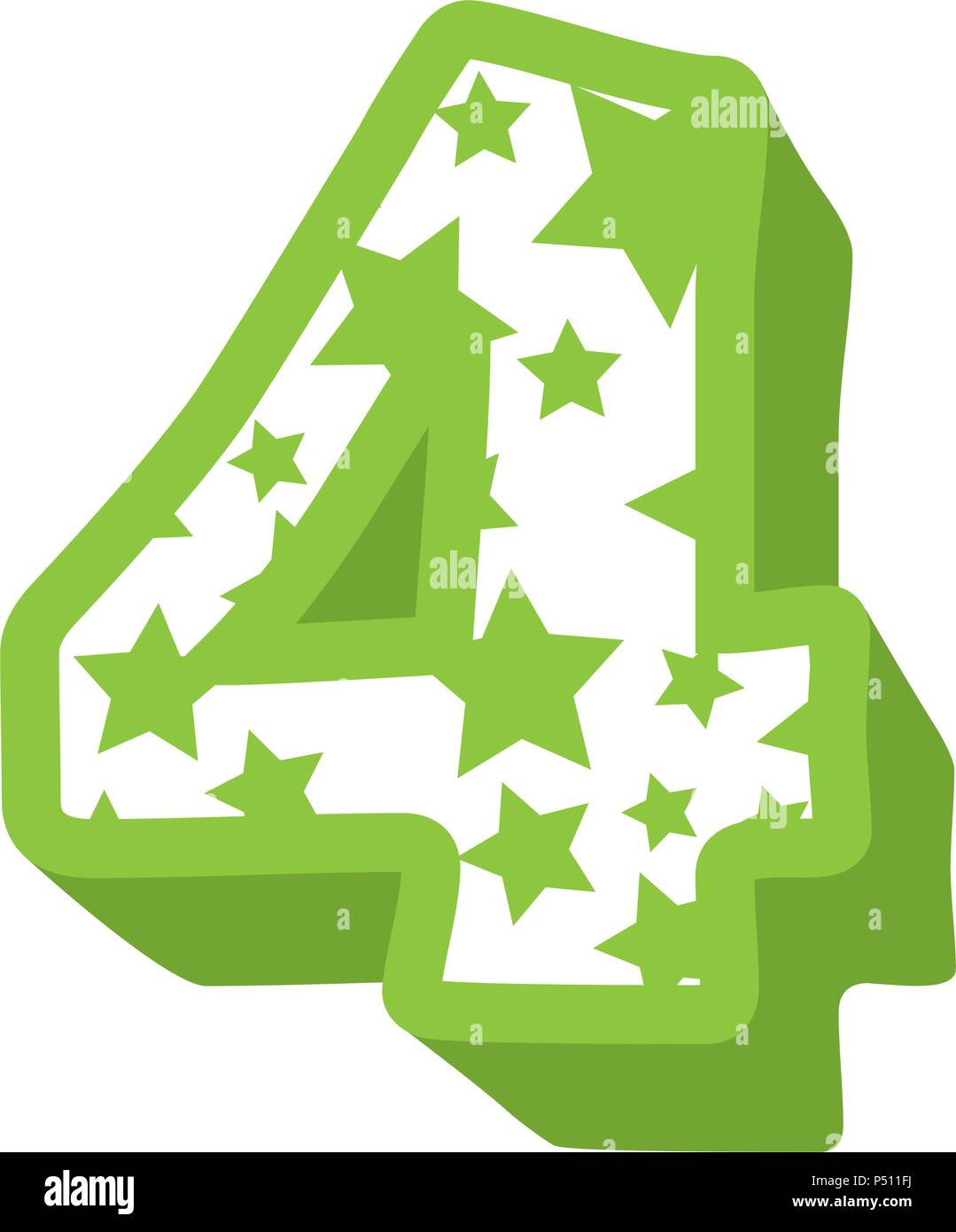 cute number four with stars pattern vector illustration design Stock ...