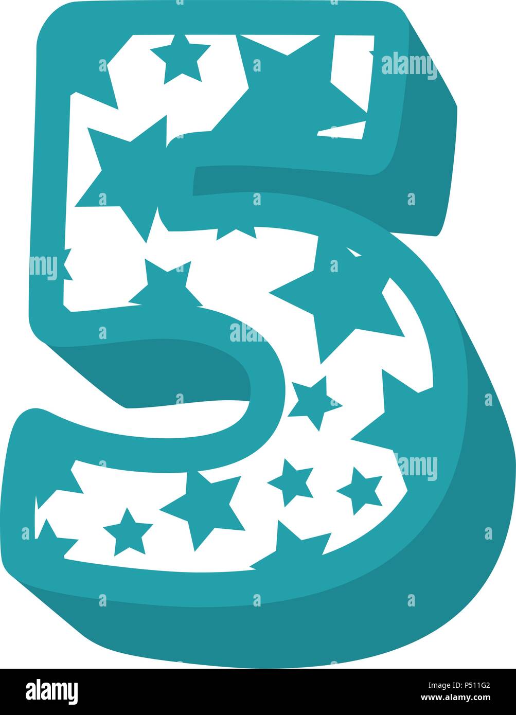cute number five with stars pattern vector illustration design Stock ...