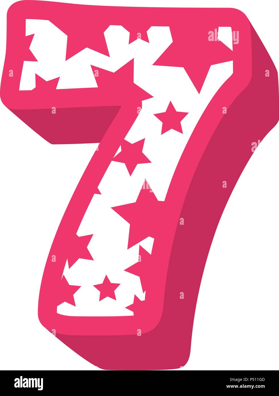 cute number seven with stars pattern vector illustration design Stock ...