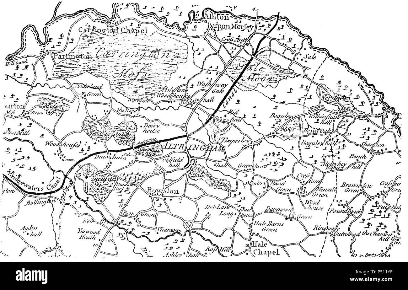 1777 Burdett map of area around Sale Stock Photo - Alamy