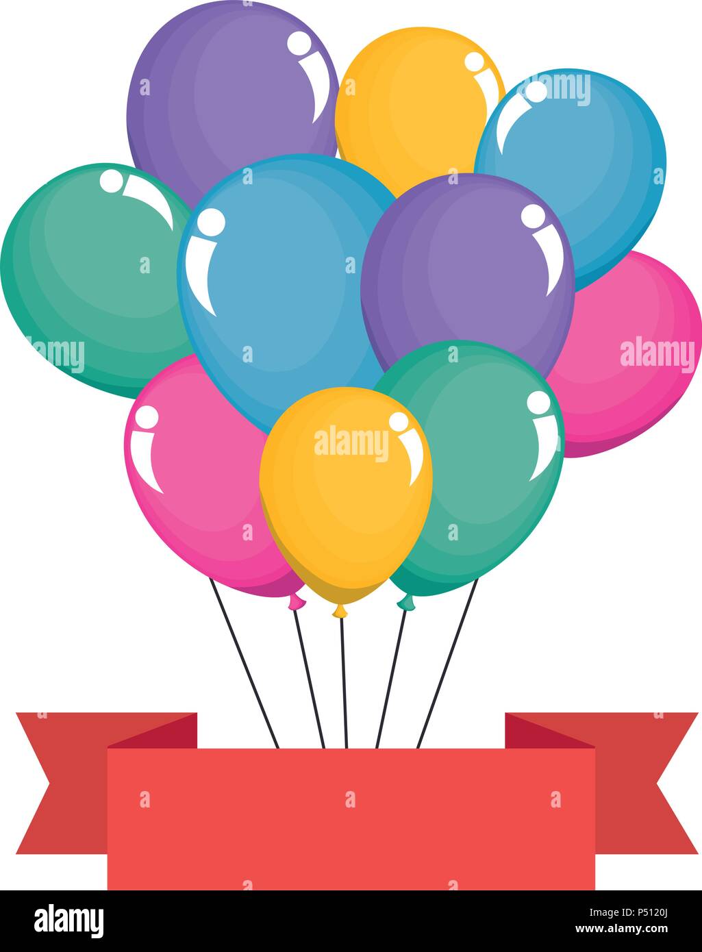 balloons helium floating with ribbon vector illustration design Stock ...