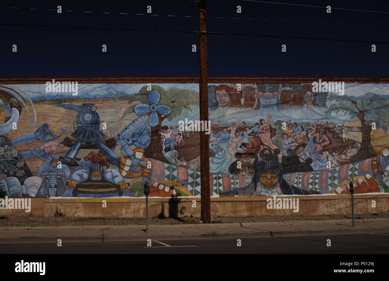 United States. Santa Fe. Mural in a wall. State of New Mexico Stock ...