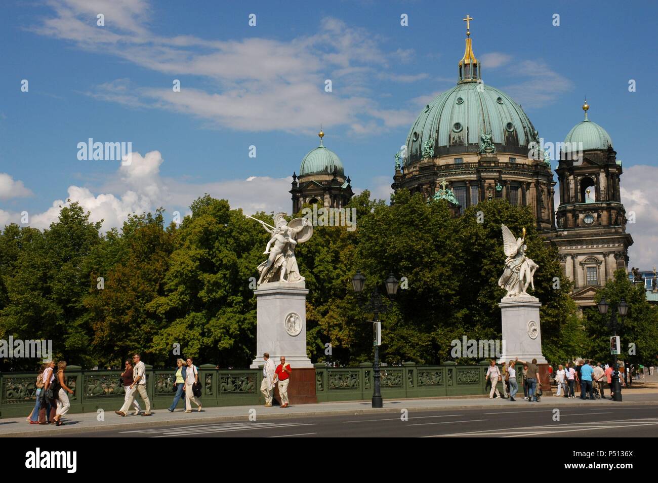 Germany. Berlin. The Palace Bridge (Schlossbrucke) and the Cathedral ...