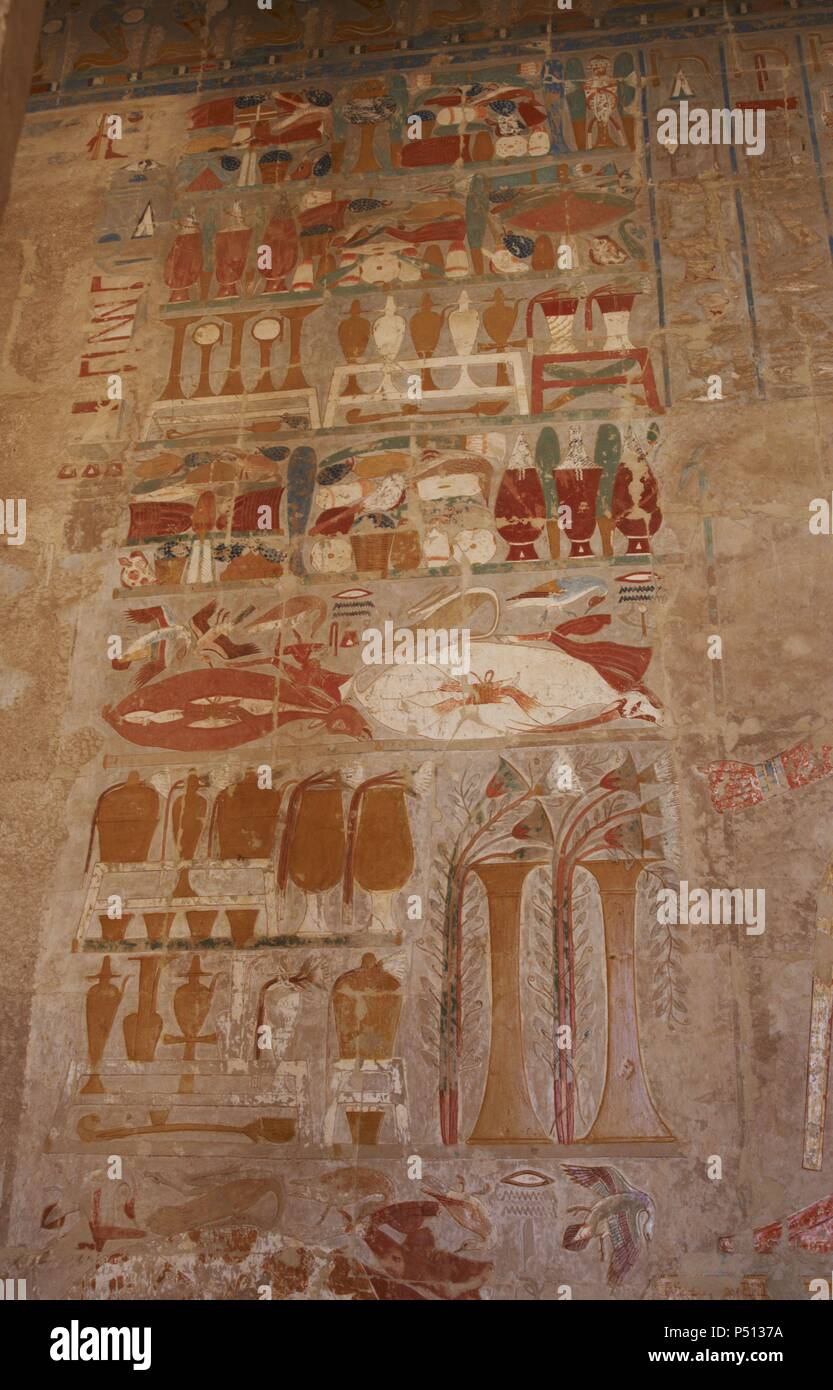 Relief depicting offering table. Temple of Hatshepsut. Deir el-Bahari ...