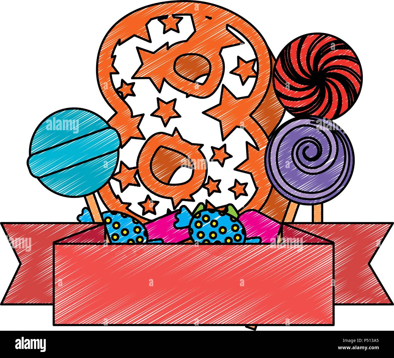 cute number eight with with candies vector illustration design Stock ...