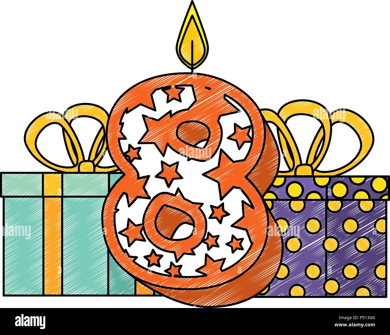 cute number eight with gifts vector illustration design Stock Vector ...