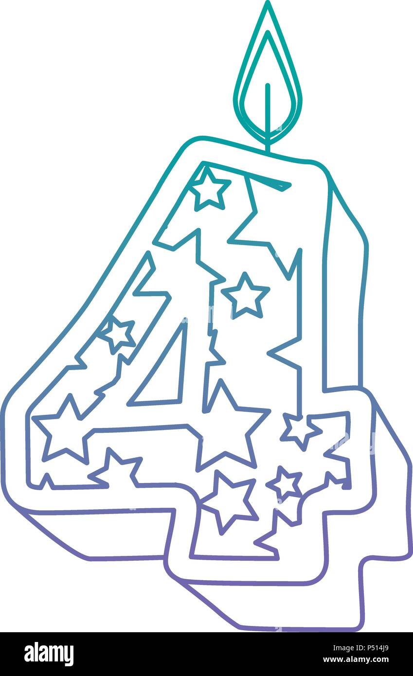 cute number four candle with stars pattern vector illustration design ...