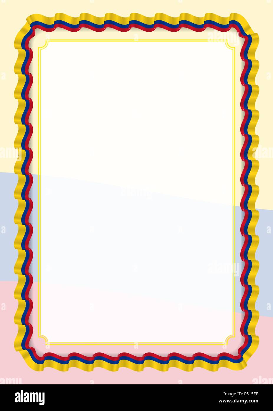 Frame and border of ribbon with Colombia flag, template elements for ...