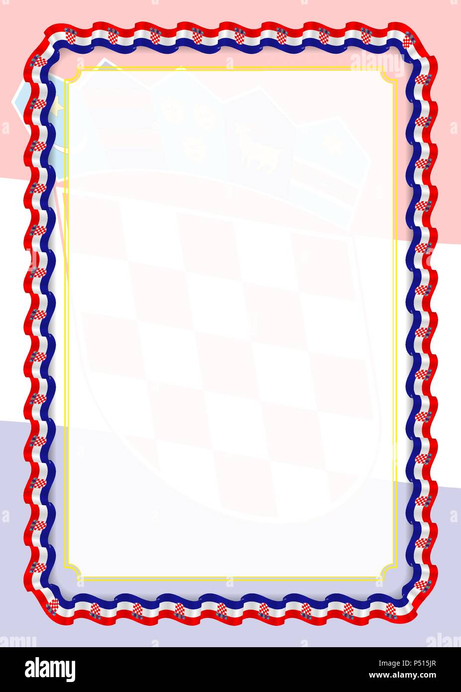 Frame and border of ribbon with Croatia flag, template elements for ...