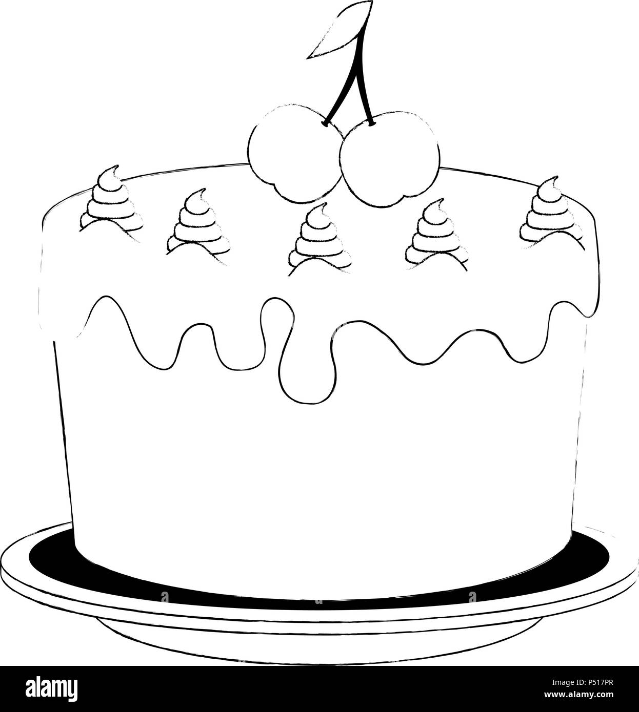 Fruit dessert cake cherries Black and White Stock Photos & Images - Alamy