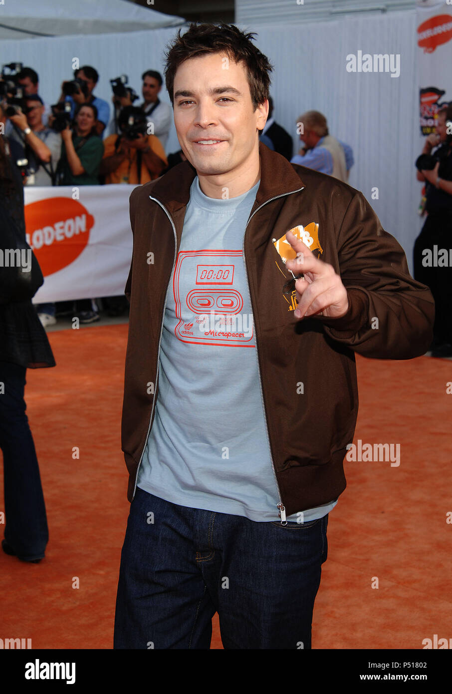 Jimmy Fallon arriving at the 18th Nickelodeon Awards Annual Kids Choice ...