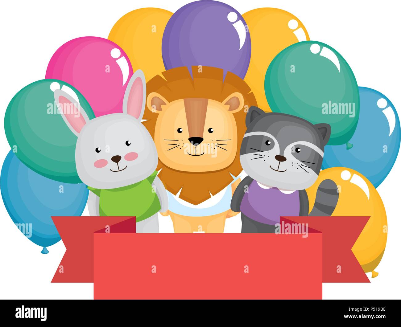 cute animals with balloons helium characters Stock Vector Image & Art ...